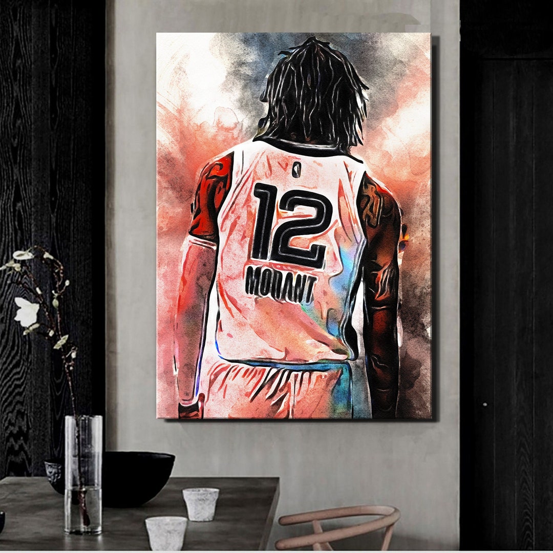 Ja Morant Oil Paint Design Canvas Print Wall Art Poster Nba Wall Decor ...