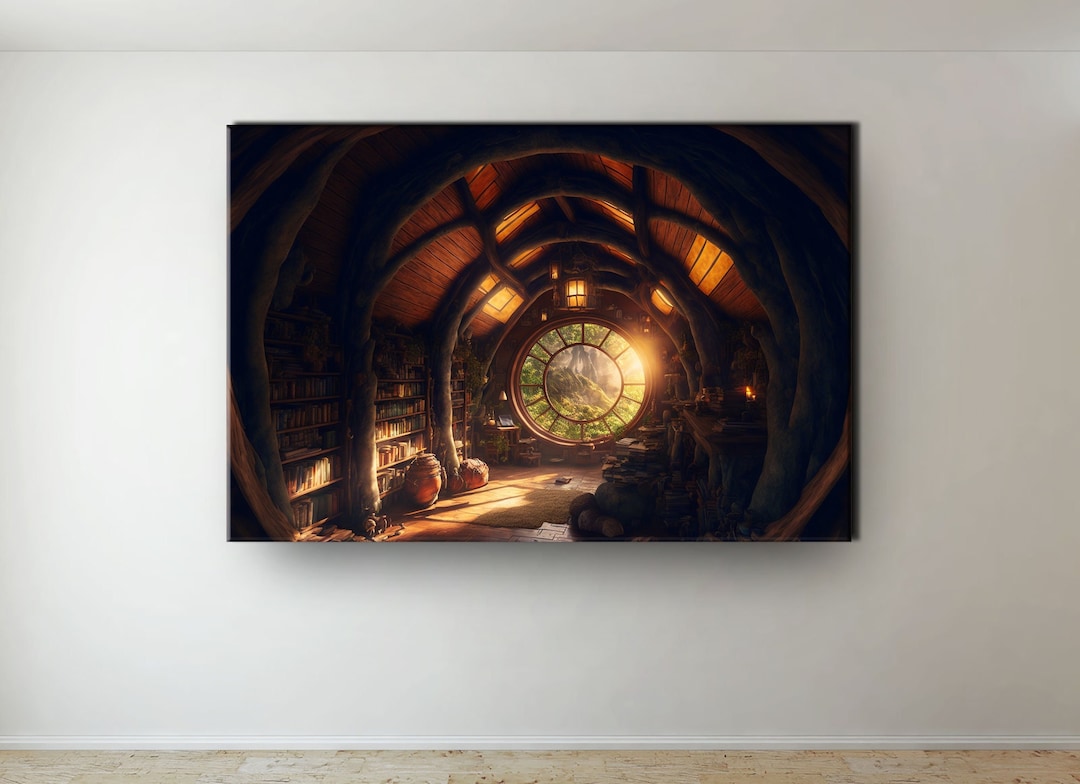 Lord of the Rings Hobbit Shire Library Oil Painting Design Canvas Print ...