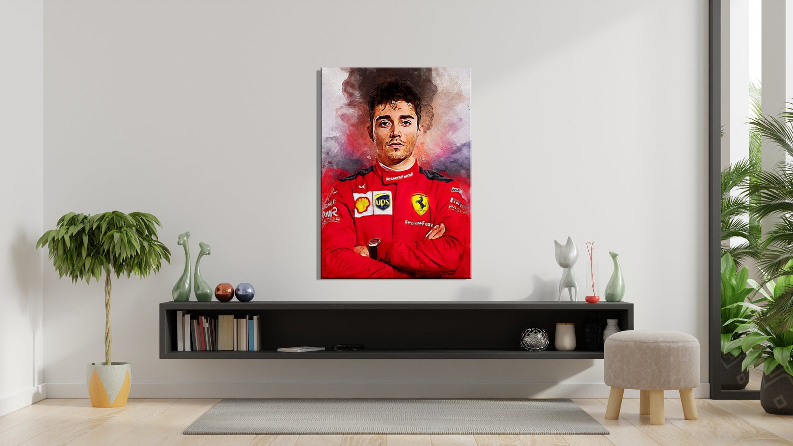 Charles Leclerc Ferrari Portrait Oil Design Canvas Print - Etsy