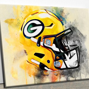Green Bay Packers NFL Helmet Oil Paint Design Canvas Art Gift for Green ...