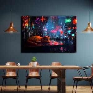 Cyberpunk Night City Landscape "the Sleeper" Canvas Neon Lights Oil ...