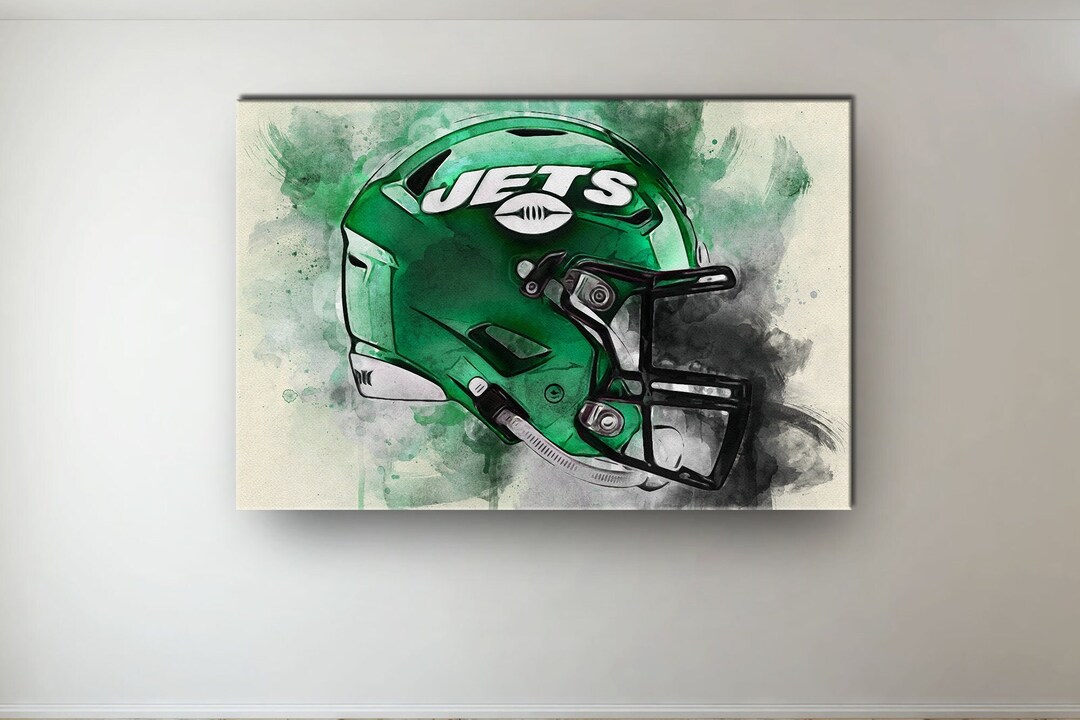 New York Jets NFL Helmet Oil Paint Design Canvas Art Gift for New York ...