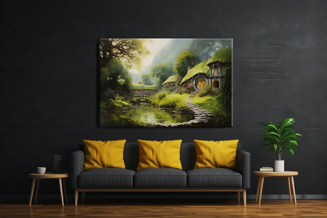 The Lord of the Rings Hobbits Shire Landscape Fan Art Oil Paint Design ...
