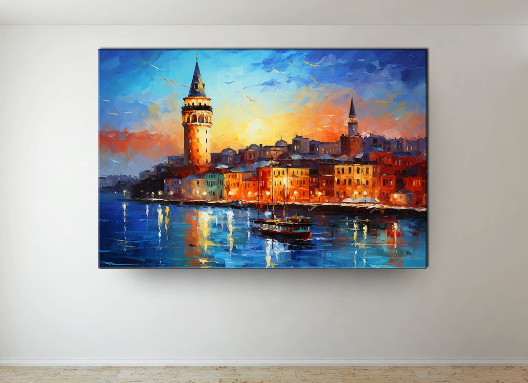 Galata Tower Istanbul Canvas Print: Cityscape Oil Painting Style - Etsy
