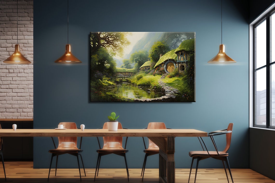 The Lord of the Rings Hobbits Shire Landscape Fan Art Oil Paint Design ...