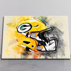 Green Bay Packers NFL Helmet Oil Paint Design Canvas Art Gift for Green ...