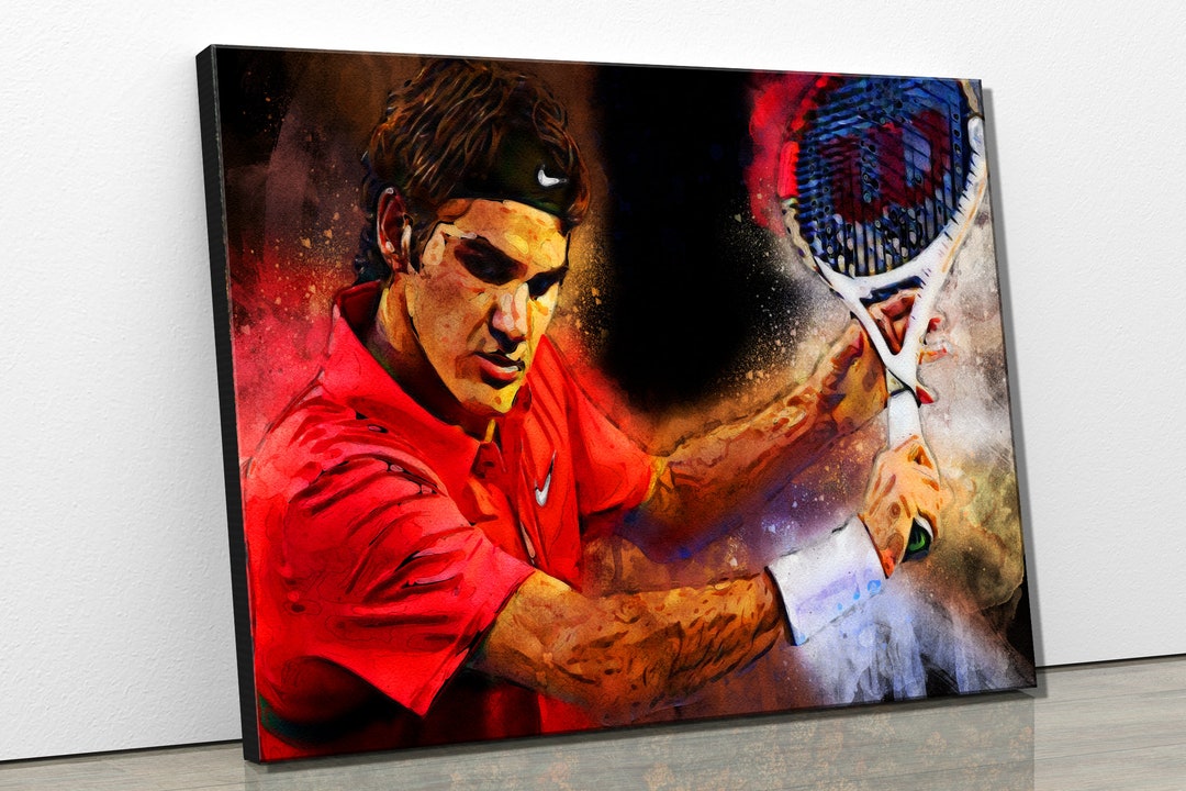 Roger Federer Canvas Watercolor Painting Wallart - Etsy