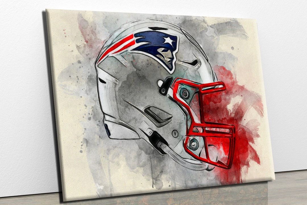 New England Patriots NFL Helmet Oil Paint Design Canvas Art Gift for ...