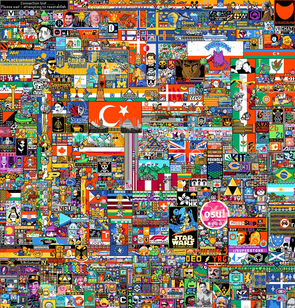 R/place Reddit Rplace Ver.1 2022 Wall Art Canvas Print Poster - Etsy
