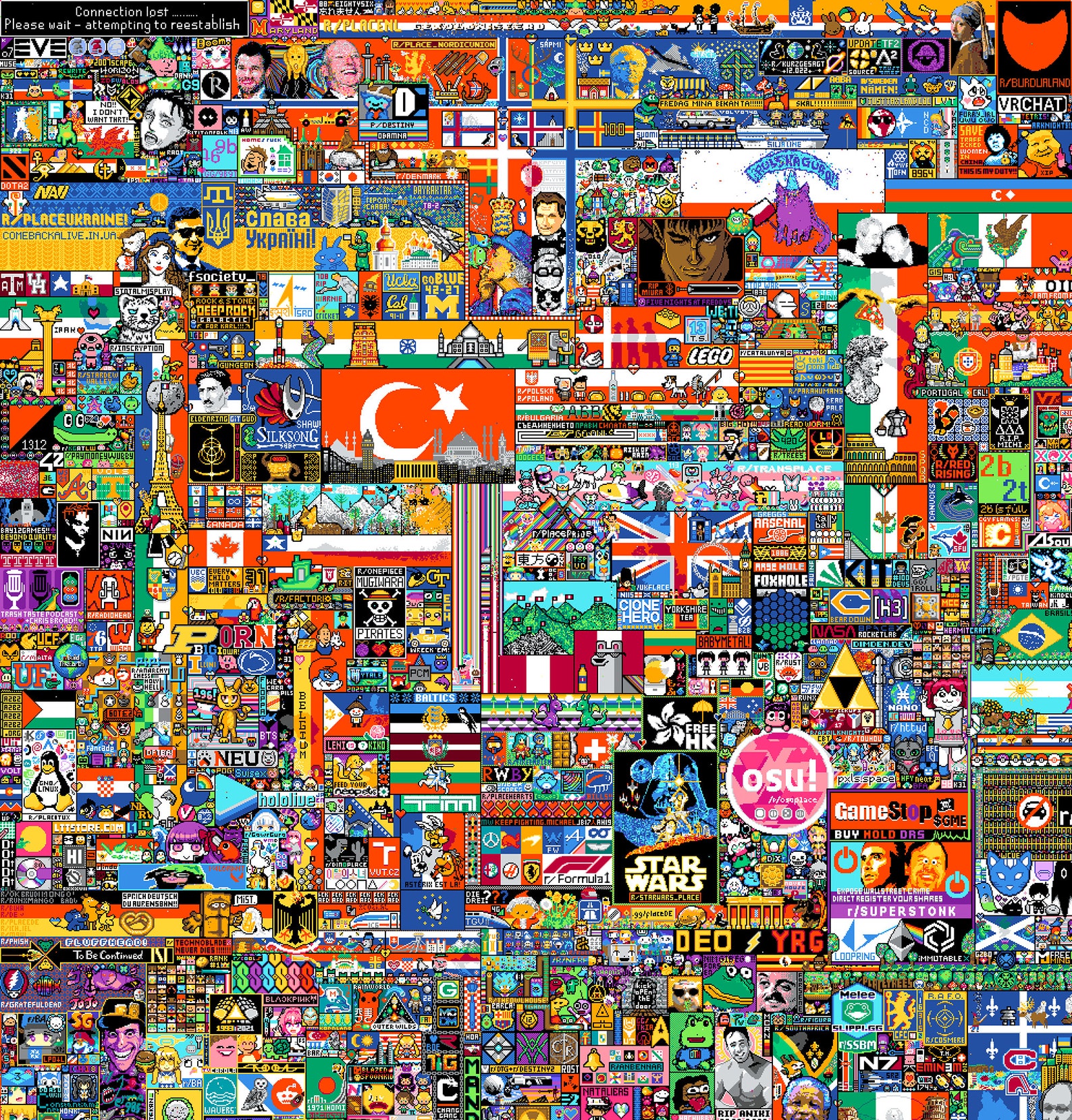 R/place Reddit Rplace Ver.1 2022 Wall Art Canvas Print Poster - Etsy