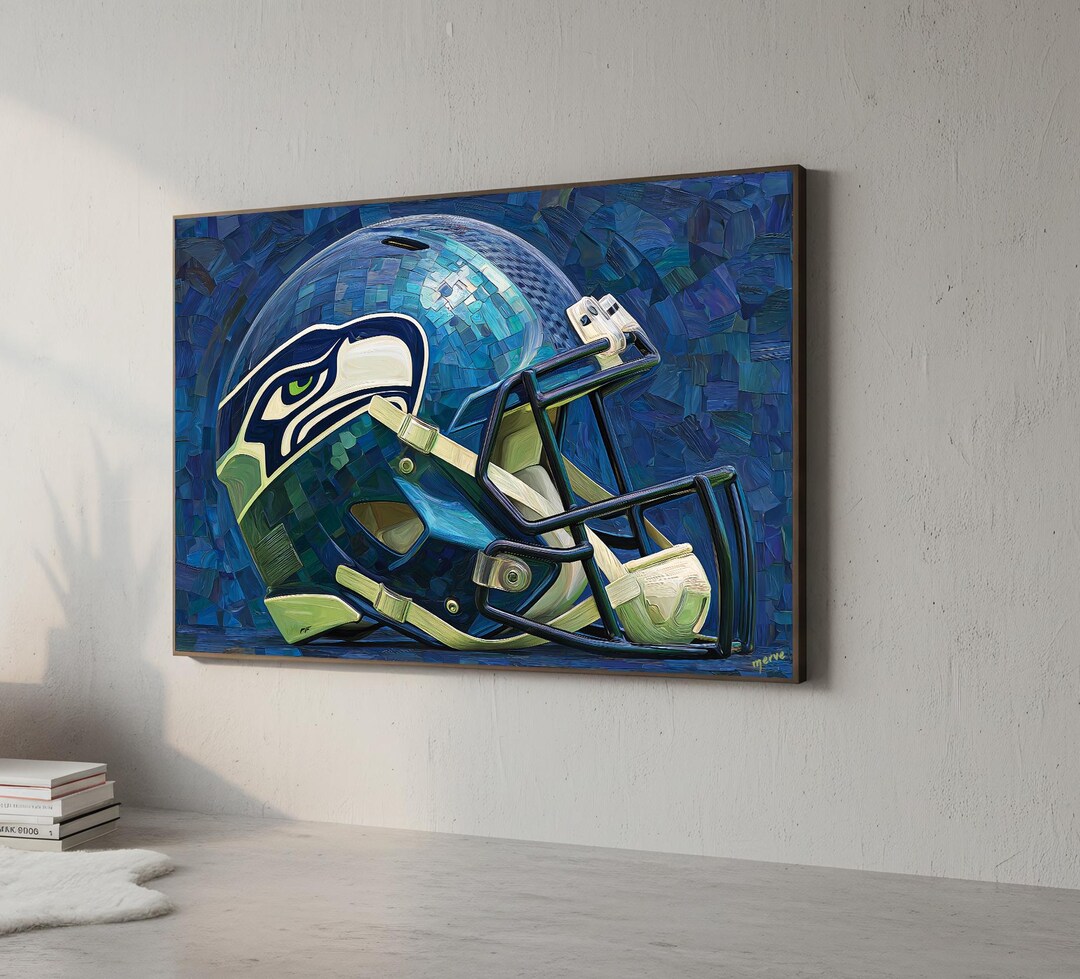 Seattle Seahawks Helmet Oil Paint Design Canvas Print Art: NFL Football ...