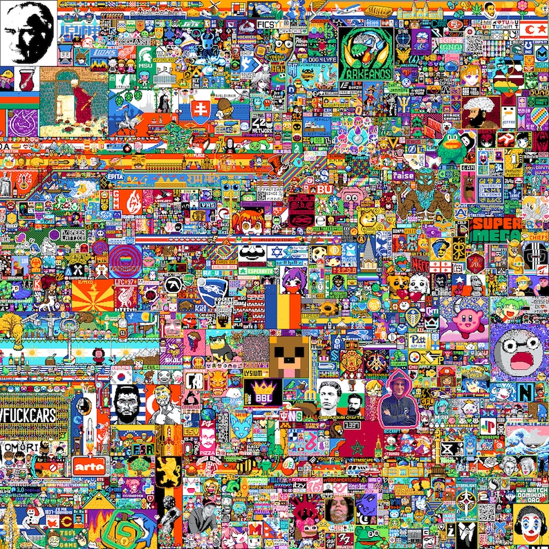R/place Reddit Rplace Ver.1 2022 Wall Art Canvas Print Poster - Etsy