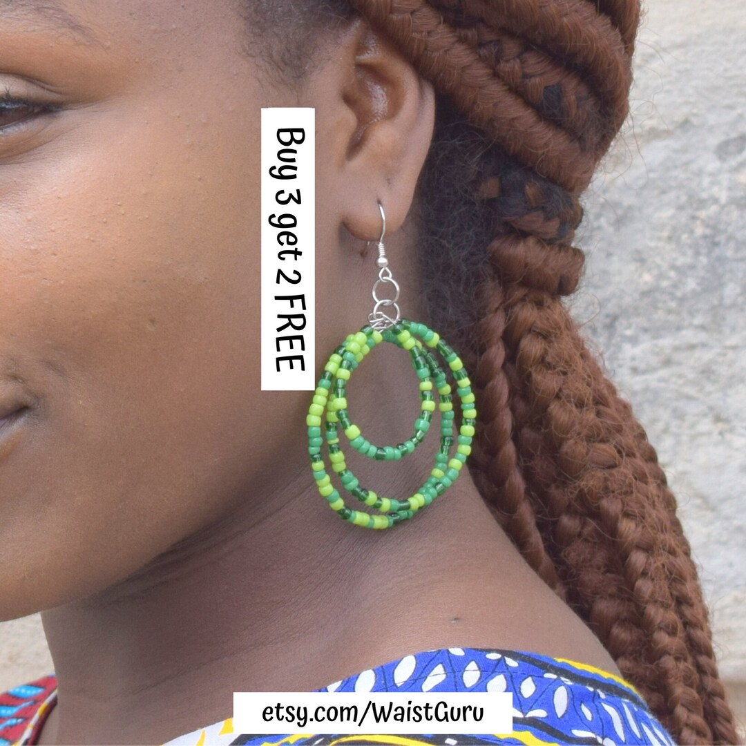 084 African Earrings Black Owned, African Earrings Dangle, Masai ...