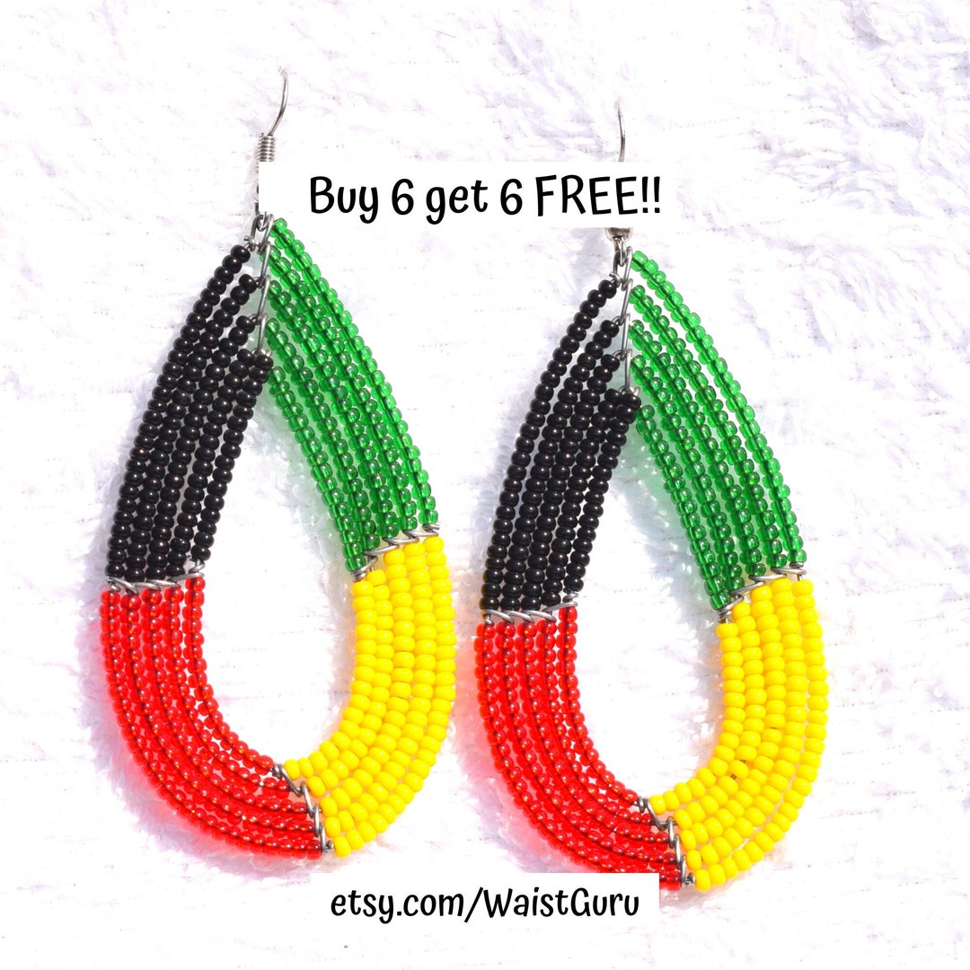 219 Rasta Style Earrings, Reggae Earrings, Rastafarian Colors Earrings ...