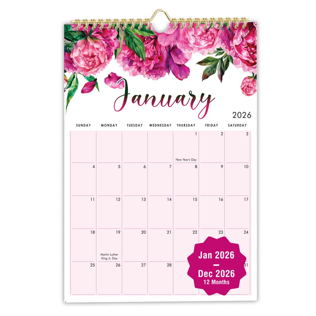 Wall Calendar 2026, 12 Months Vertical Hanging Planner With Gold Spiral ...