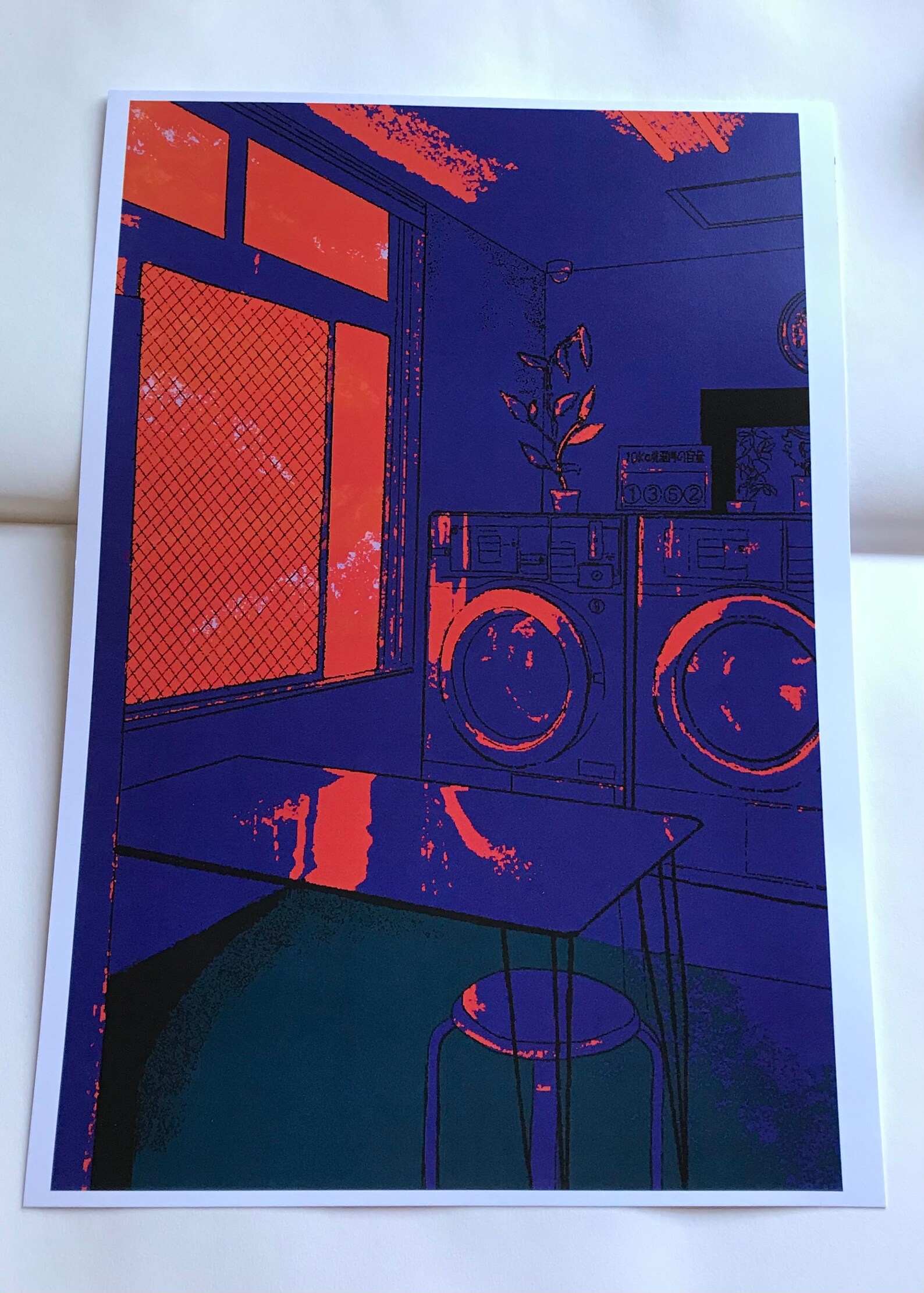 NIGHT LAUNDRETTE PRINT A4 Liminal Edgy Scene Laundromat Lit up Orange ...