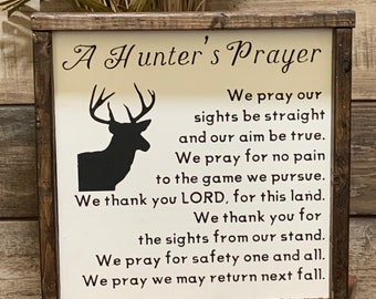Hunter's Prayer Rustic Wood Sign Hunting Sign Hunt Hunter Gift ...