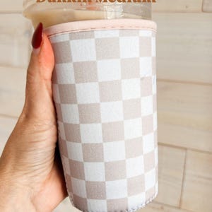Tan Checkered Iced Coffee Sleeve: Trendy Cup Sleeve - Etsy