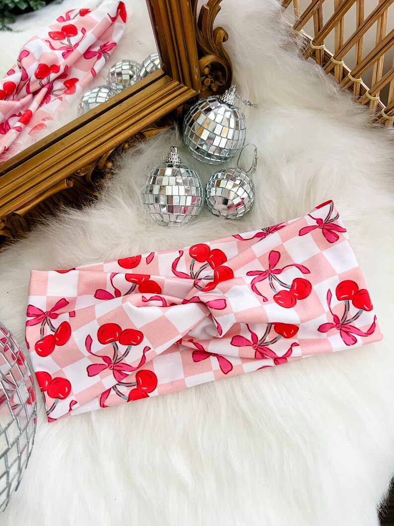 Stretch Headband Cherry Coquette Turban Headband Twist Headband, Boho ...