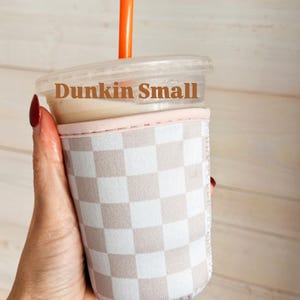 Tan Checkered Iced Coffee Sleeve: Trendy Cup Sleeve - Etsy