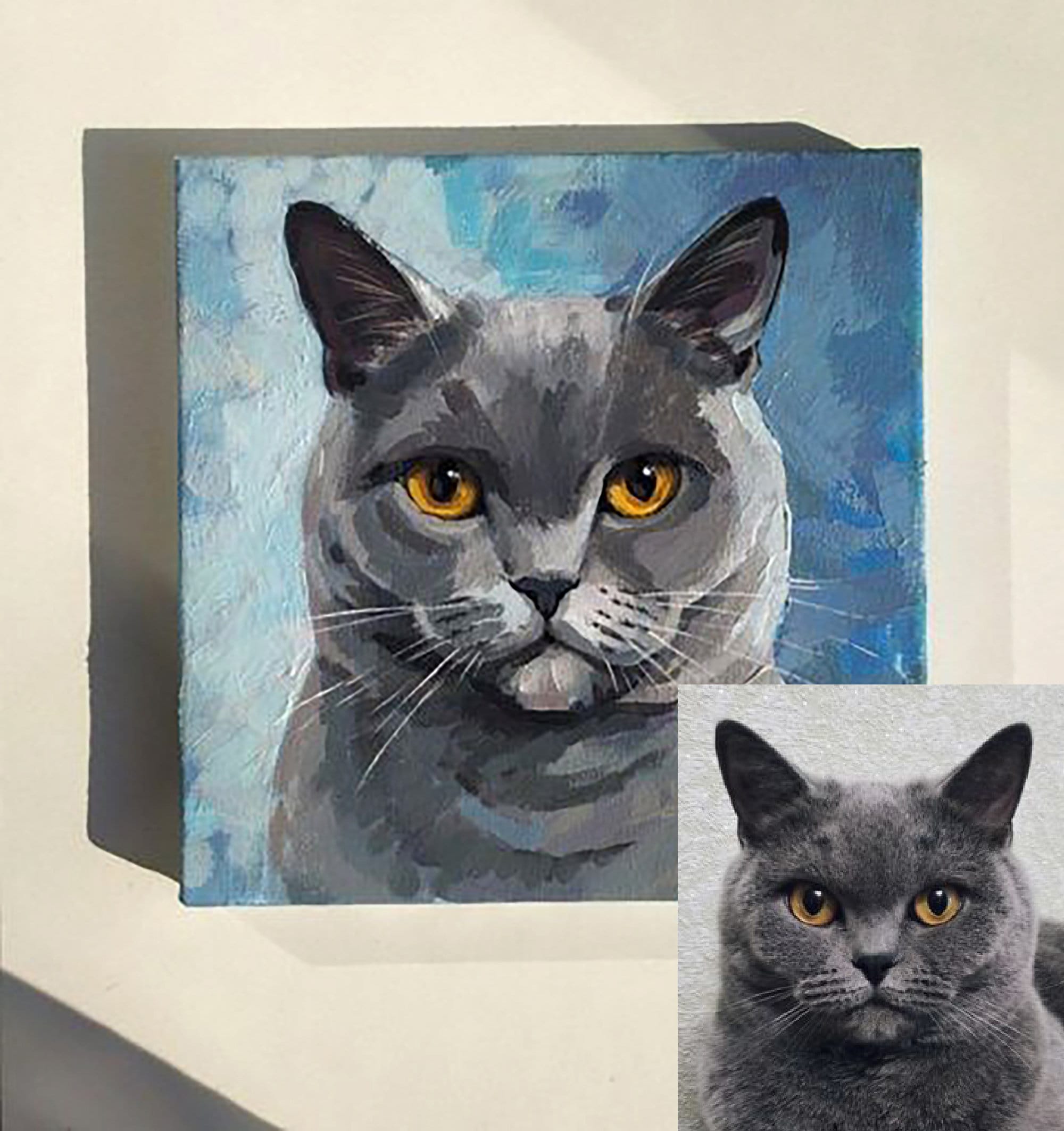 Custom Acrylic Cat Portrait Painted by Hand Realistic Cat | Etsy