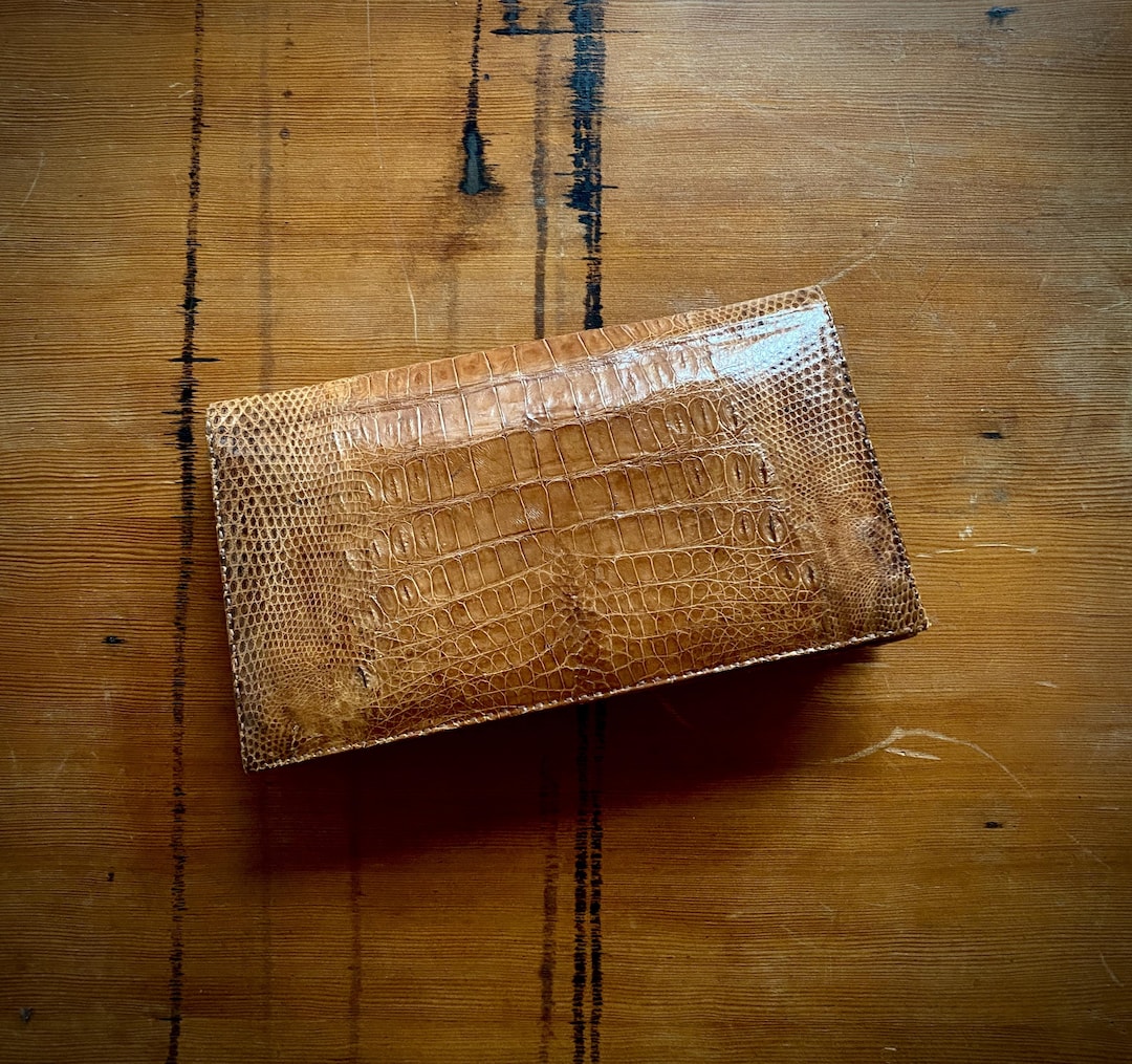 1970s Croc & Snakeskin Leather Envelope Purse - Etsy