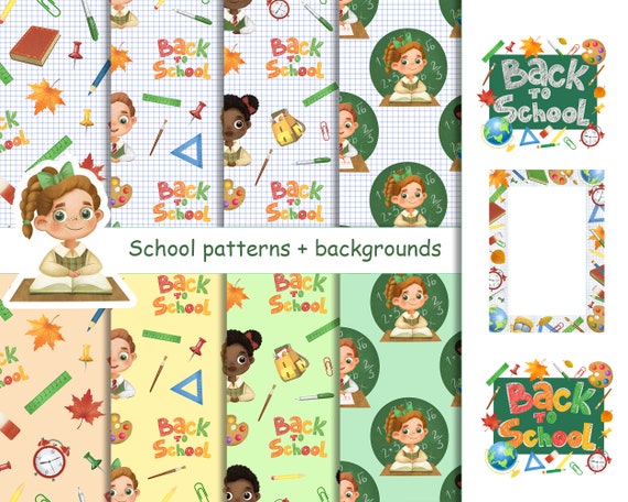 School Patterns Backgrounds School Theme Back to School - Etsy