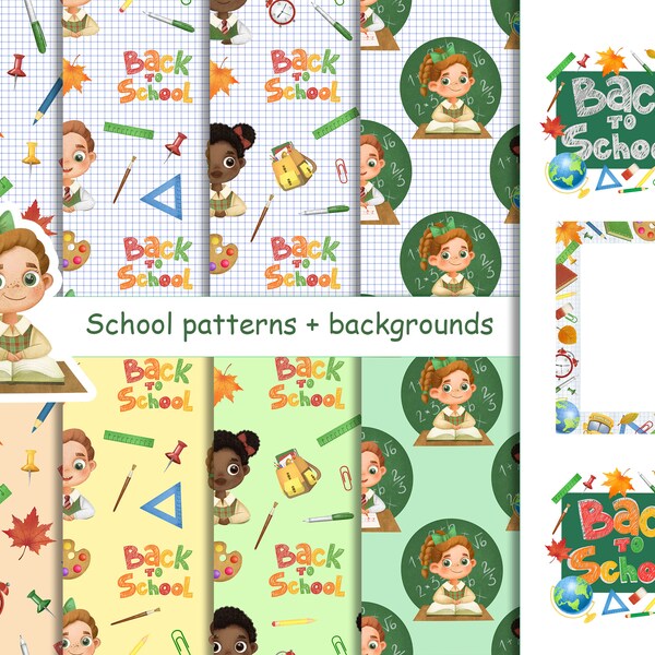 School Theme Background Clipart - Etsy
