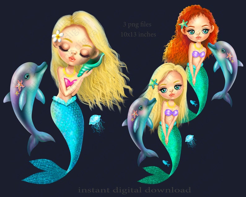 Little Mermaids Png Print Mermaids Sublimation Png Print - Etsy
