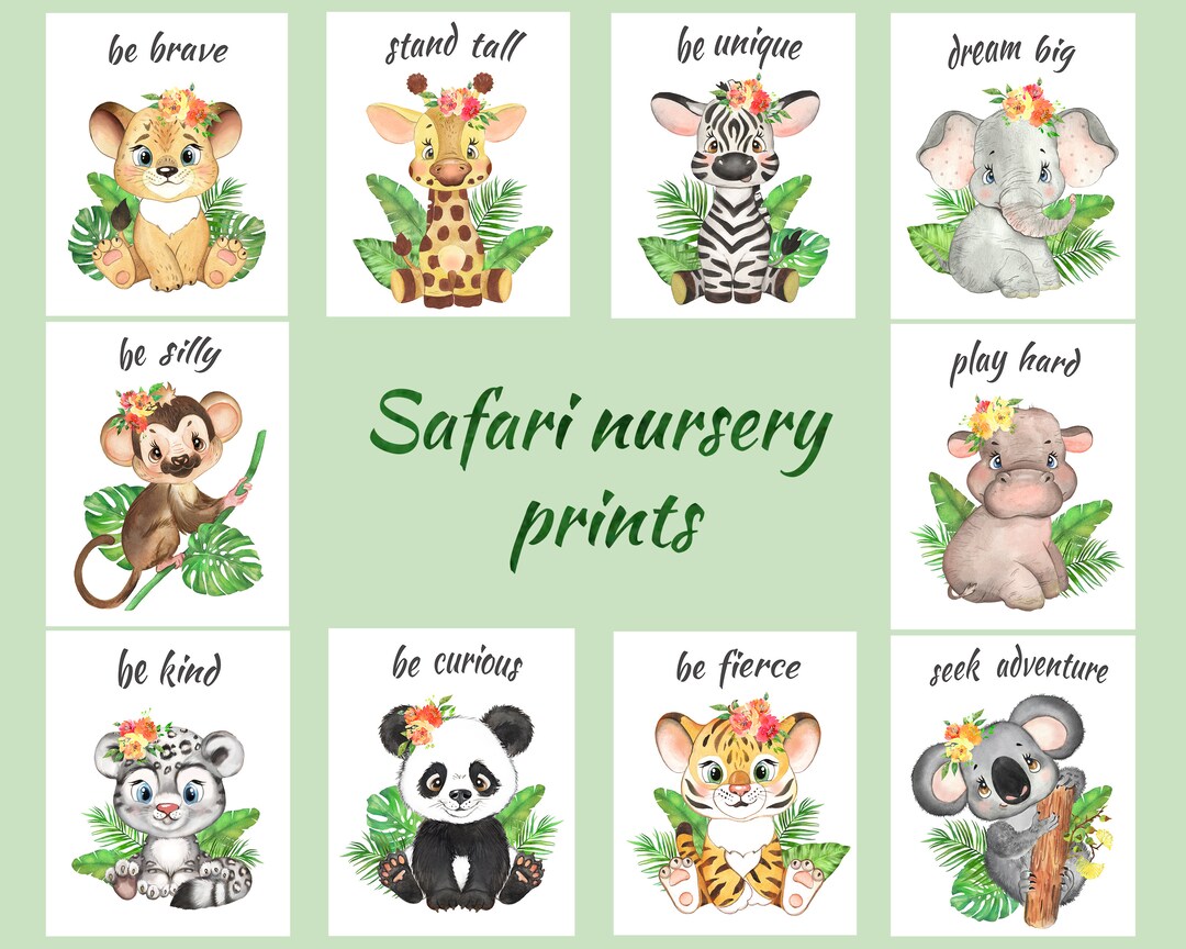 Safari Animals Watercolor Posters, Baby Room Wall Decor. Baby African ...