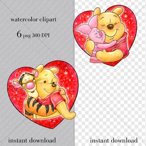 Vinnie Bear Watercolor Clipart: Cartoon Bear PNG (digital Print) - Etsy ...