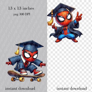 Superhero Preschool Graduation Clipart, Graduation PNG Print, Cartoon ...