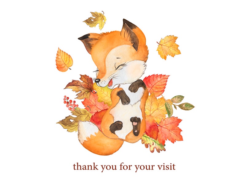 Fox Watercolor Clipart. Autumn Leaf Fall Forest Animals - Etsy