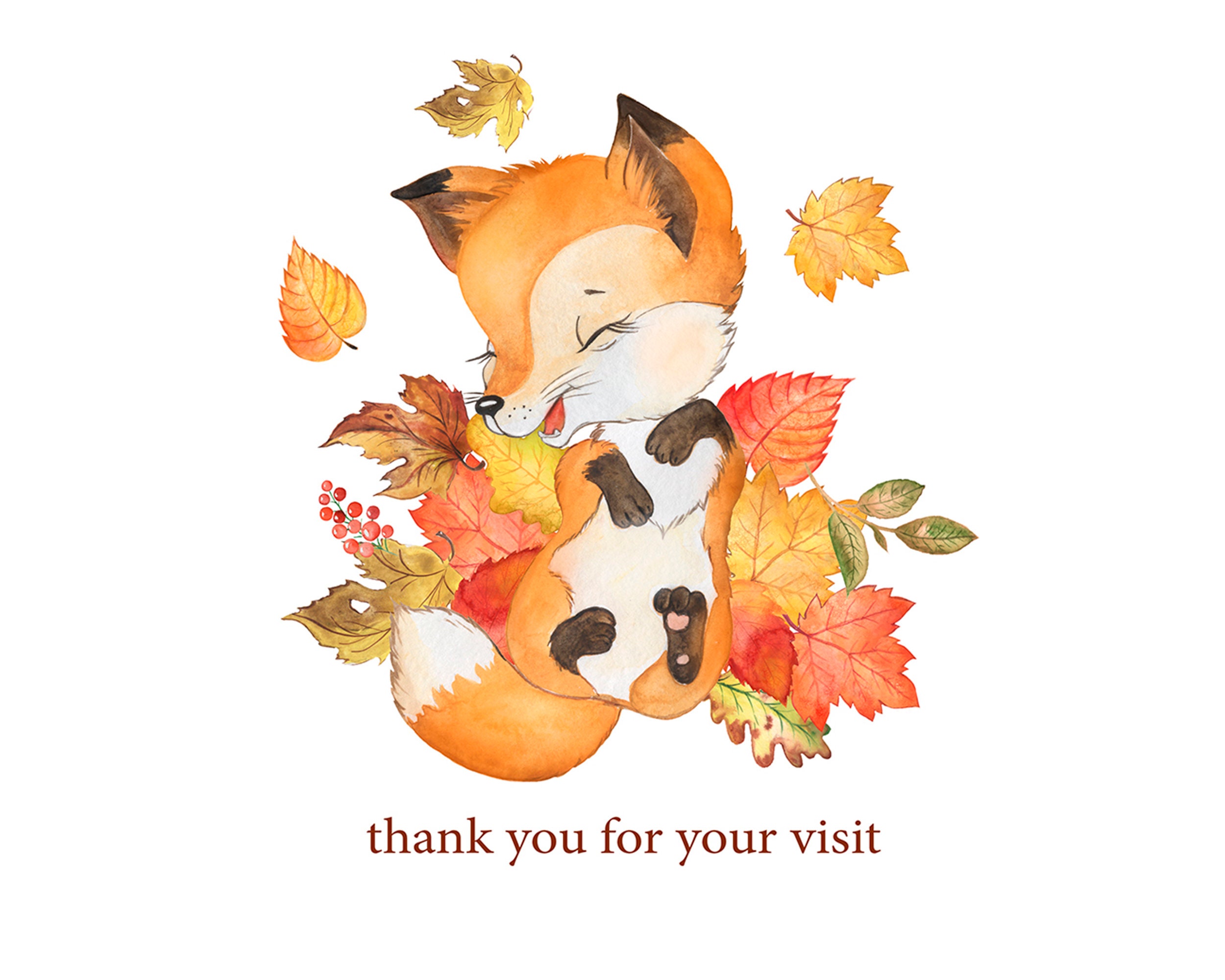 Fox Watercolor Clipart. Autumn Leaf Fall Forest Animals - Etsy