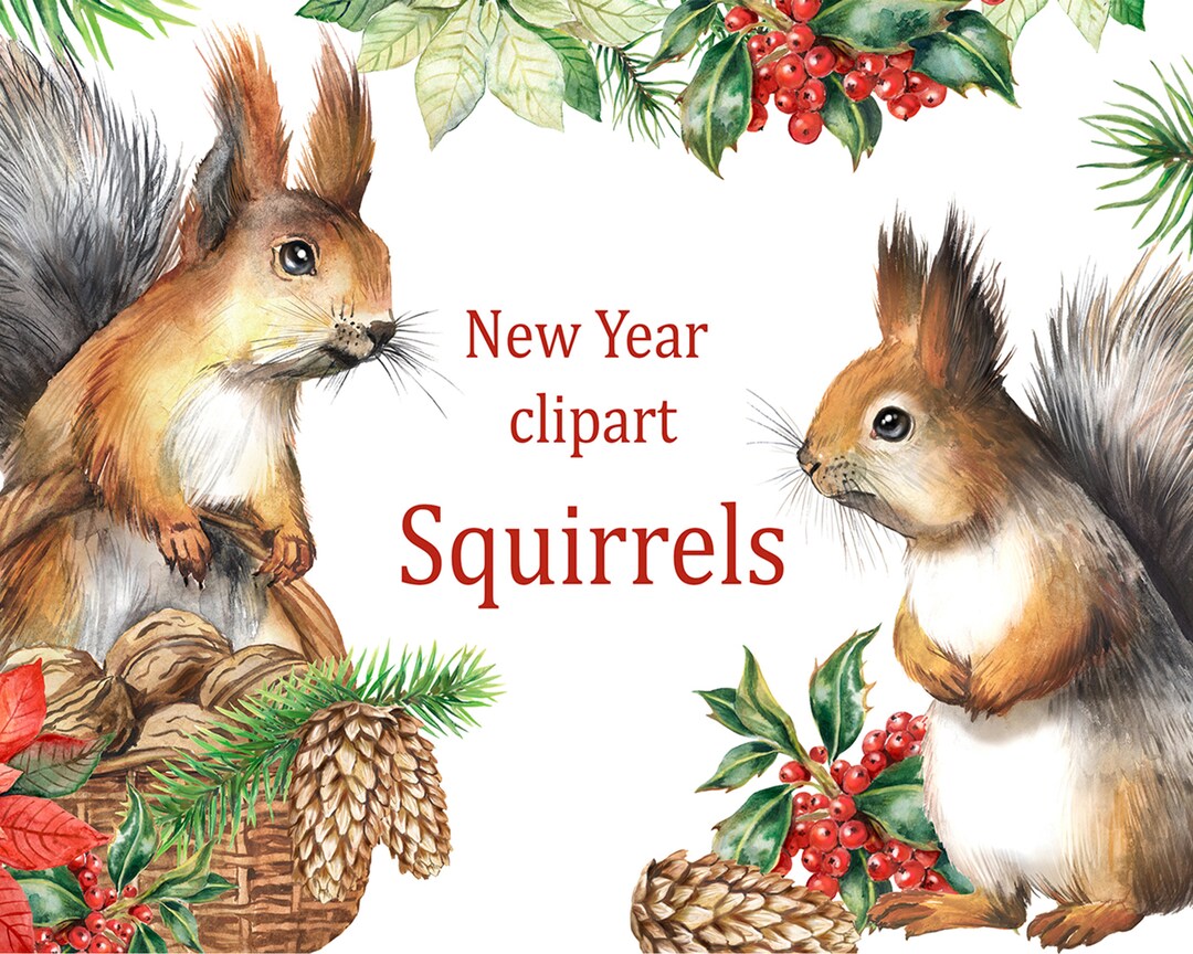 Christmas Squirrel Clipart, Christmas Decor PNG, Merry Christmas ...