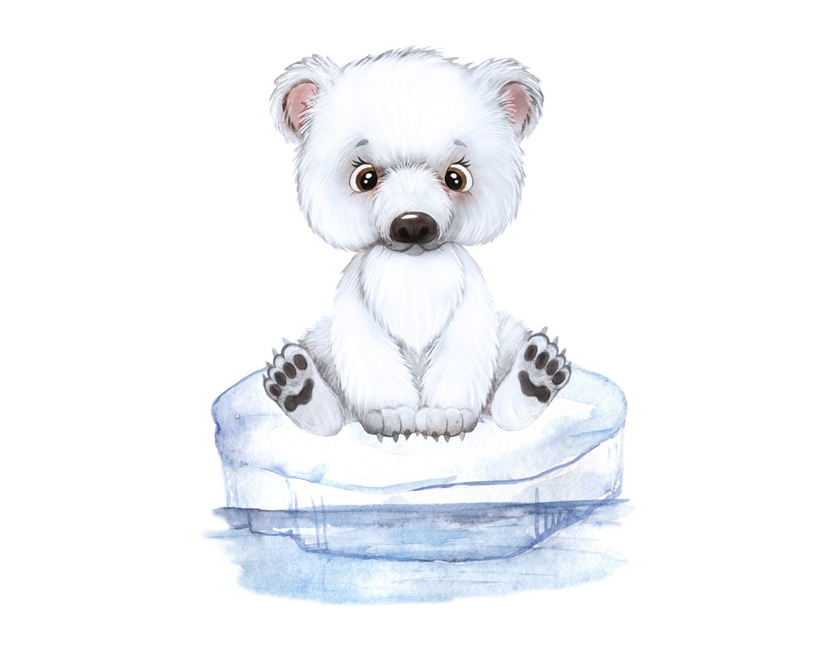 Arctic Animals Clipart Penguin Seal Polar Bear Baby - Etsy