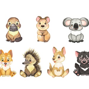 Australian Animals Watercolor Clipart. Little Animal, Kangaroo, Koala ...