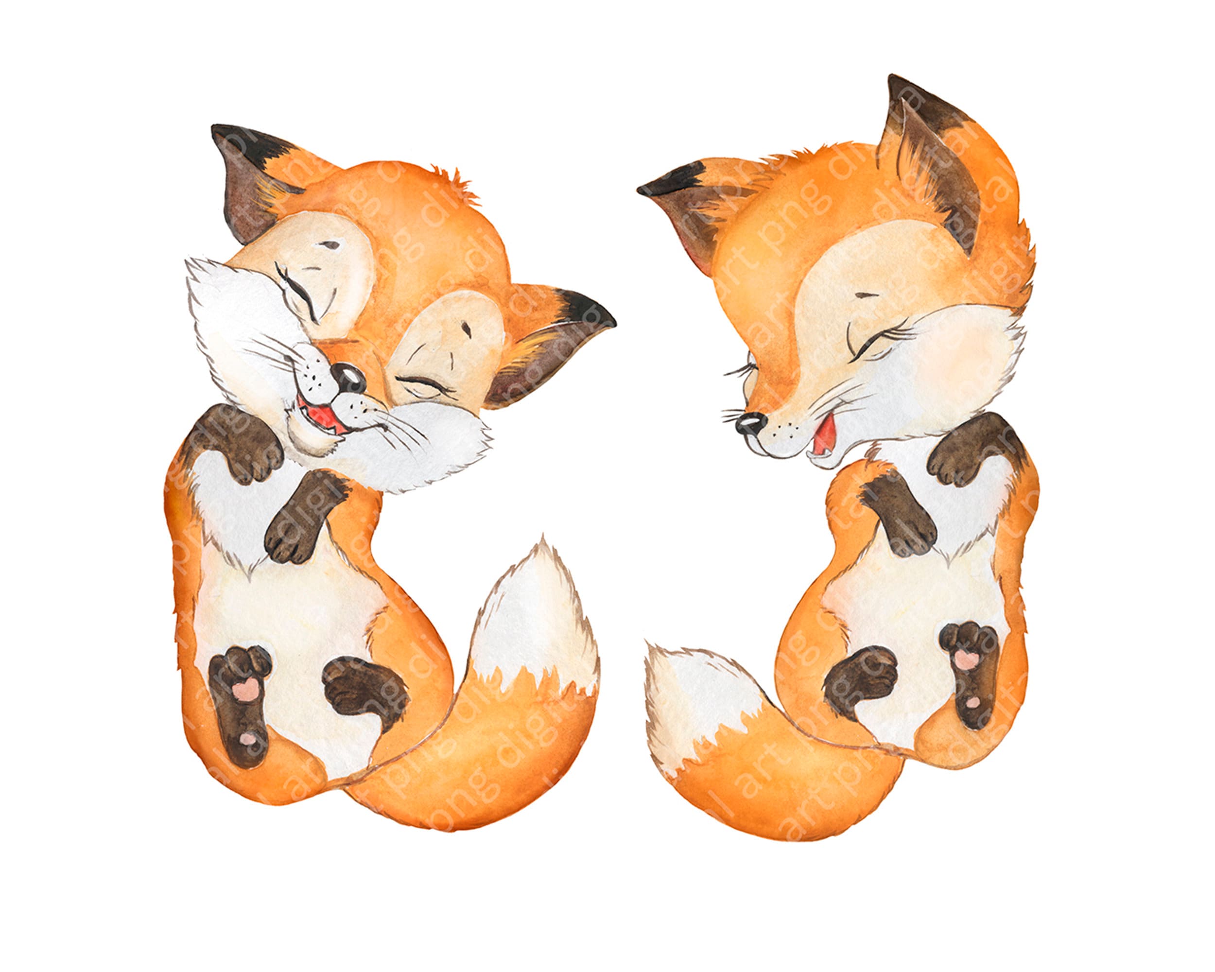 Fox Watercolor Clipart. Autumn Leaf Fall Forest Animals - Etsy