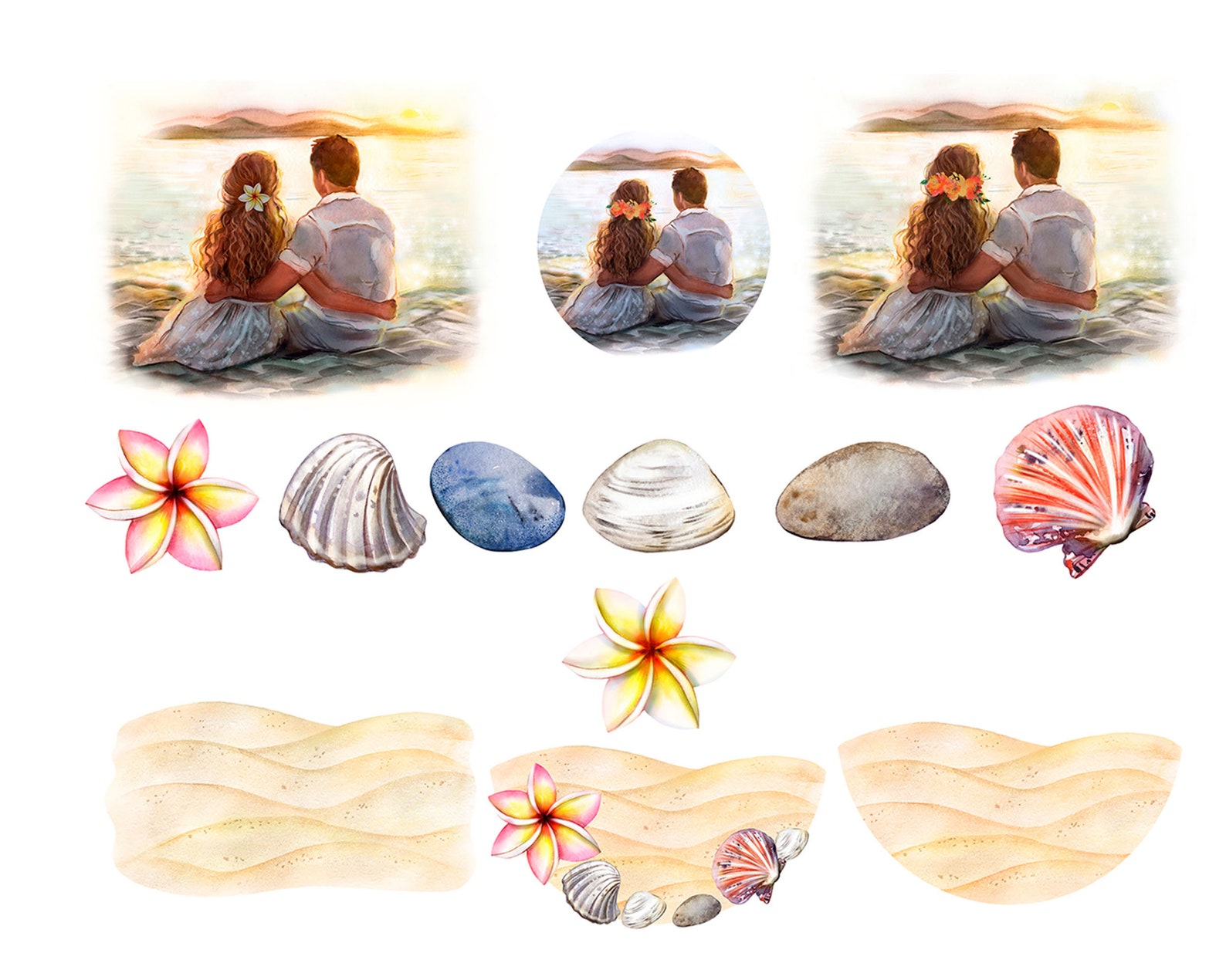 Watercolor Illustration of a Couple in Love on the Seashore a - Etsy