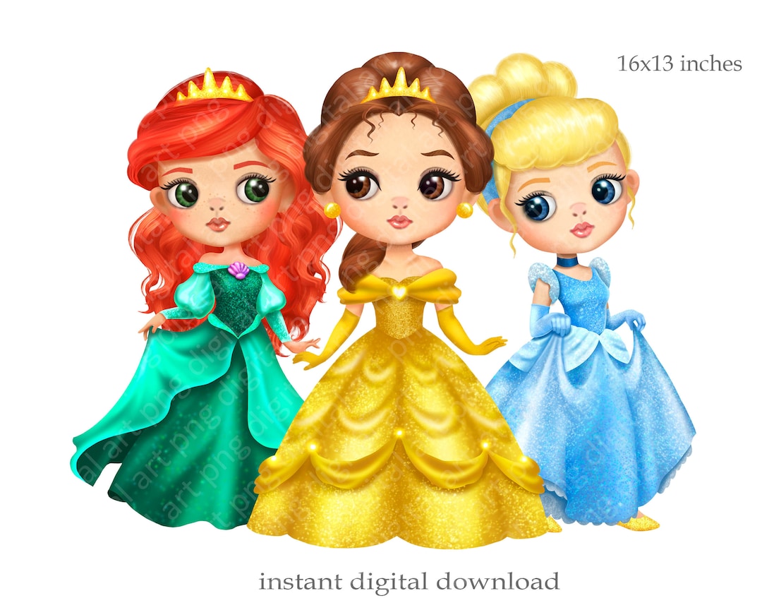 Princesses PNG Print: Girl's Wall Art, Sublimation Design (digital ...