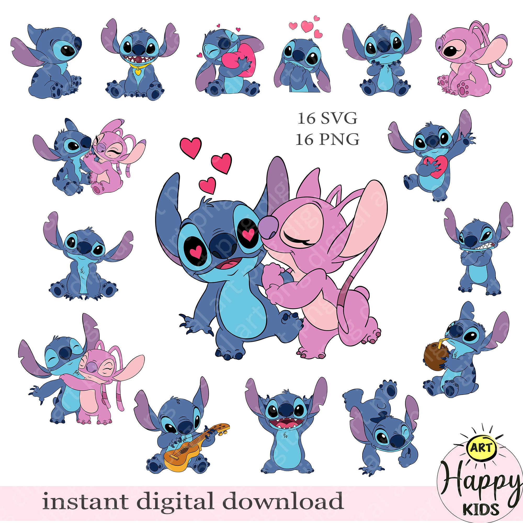 Stitch Cute SVG Clipart, PNG Files for Download for Commercial Use for ...