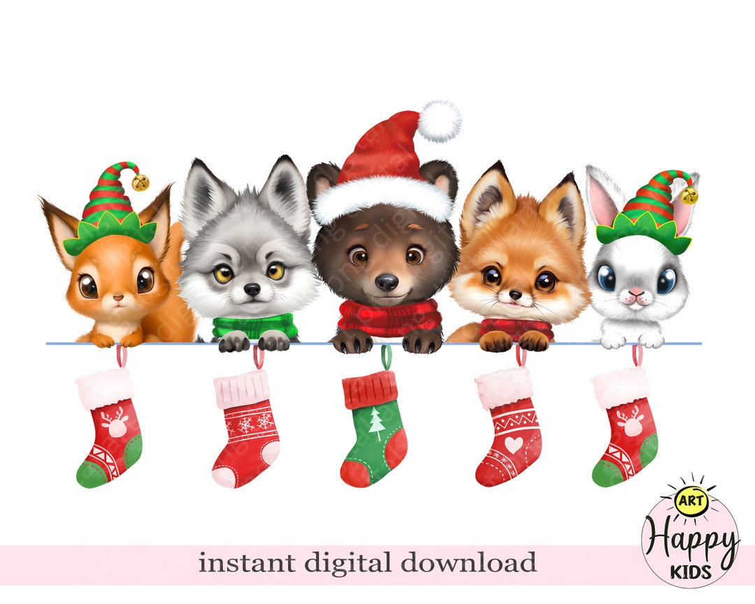 Christmas Woodland Animals PNG Winter Forest Animals - Etsy