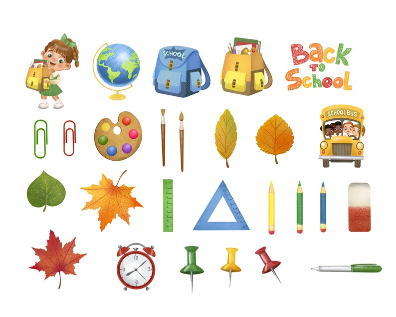 School Clipart Back to School Clipart School Supplies First - Etsy