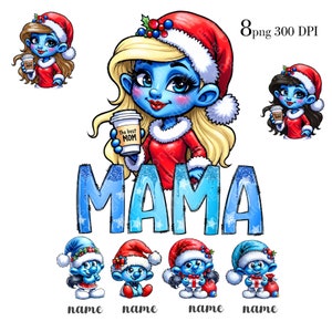 Mama and Baby, Custom Baby Name Png, Smurfs Mom Png, Mama and Kids Png ...