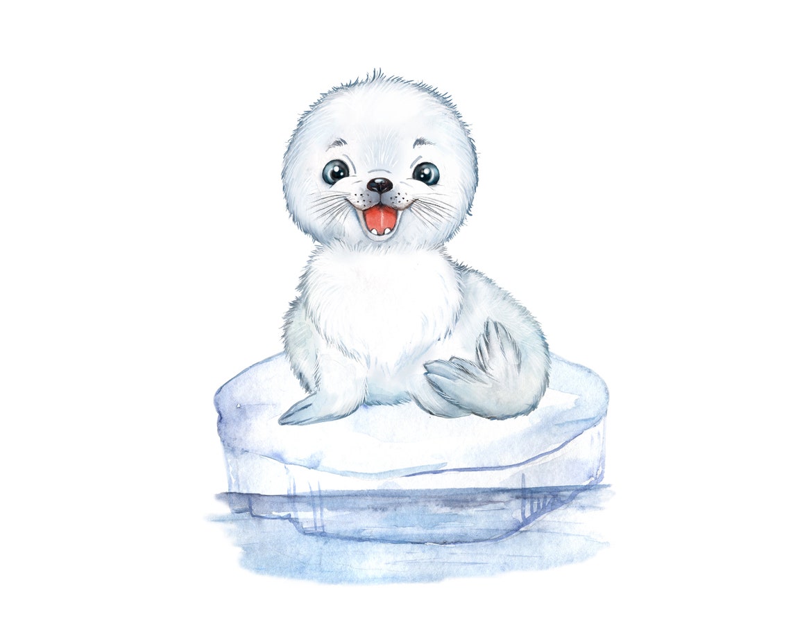 Arctic Animals Clipart Penguin Seal Polar Bear Baby - Etsy
