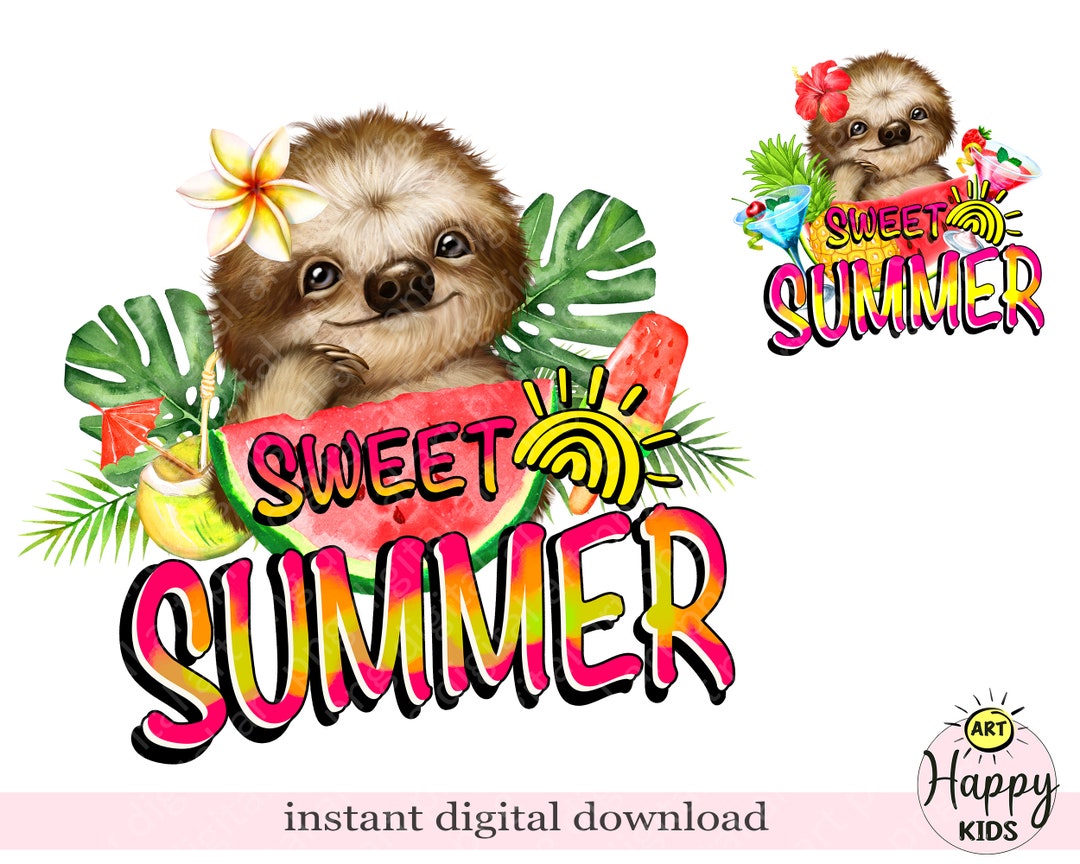 Cute Sloth Png. Sweet Summer Sublimation Design, Sloth Png Files ...