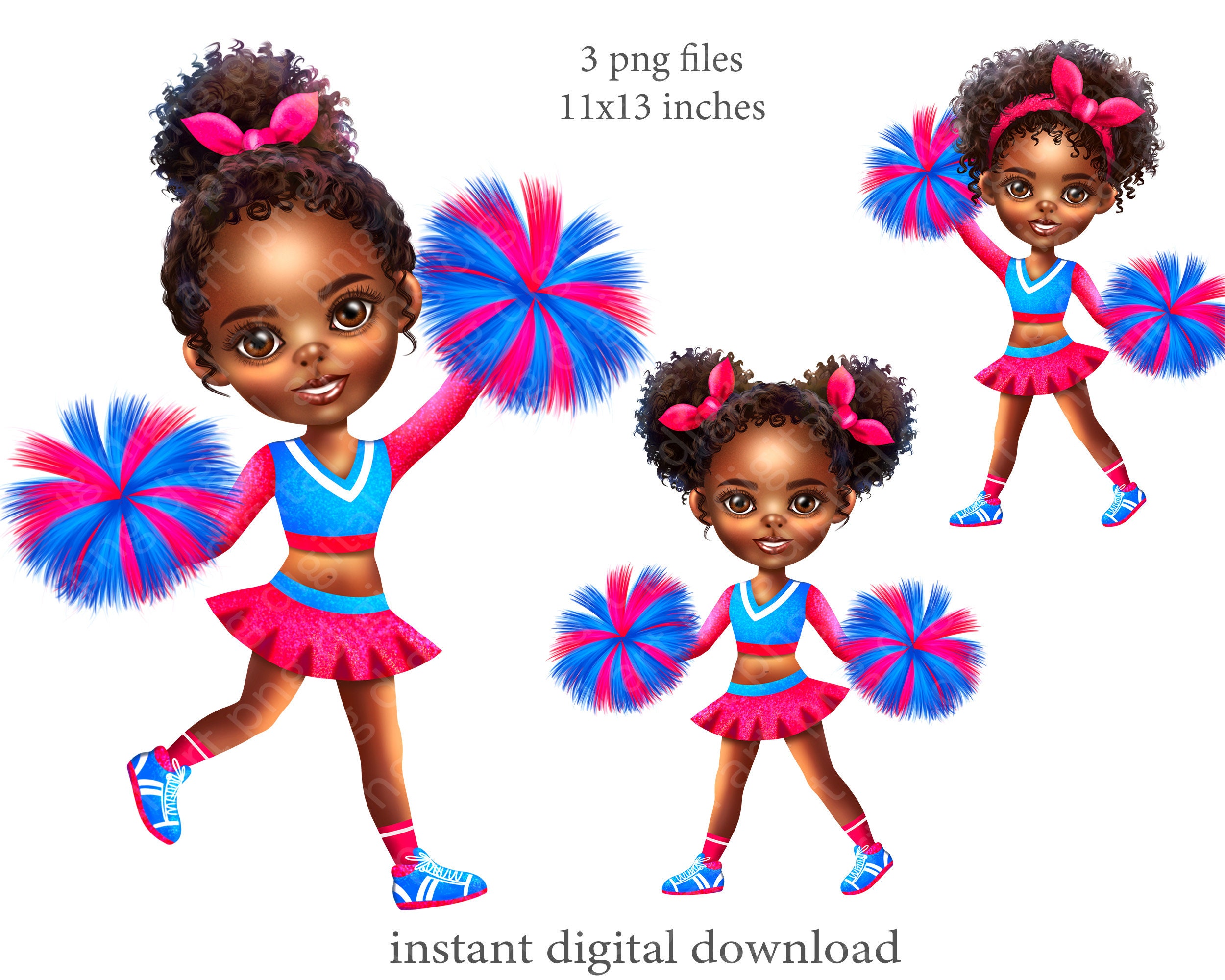 Black Cheerleader Clipart Cheerleader With Pompoms Sport - Etsy Canada