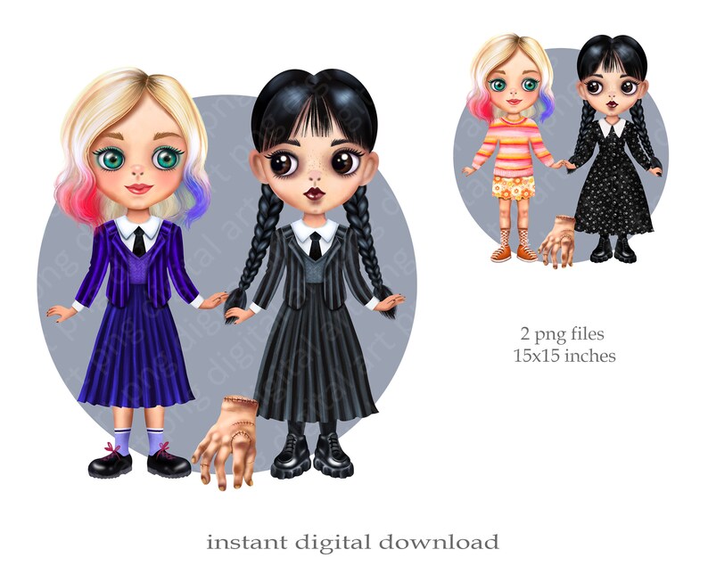 Mercoledì e Enid png stampa Mercoledì ragazza sublimazione - Etsy Italia