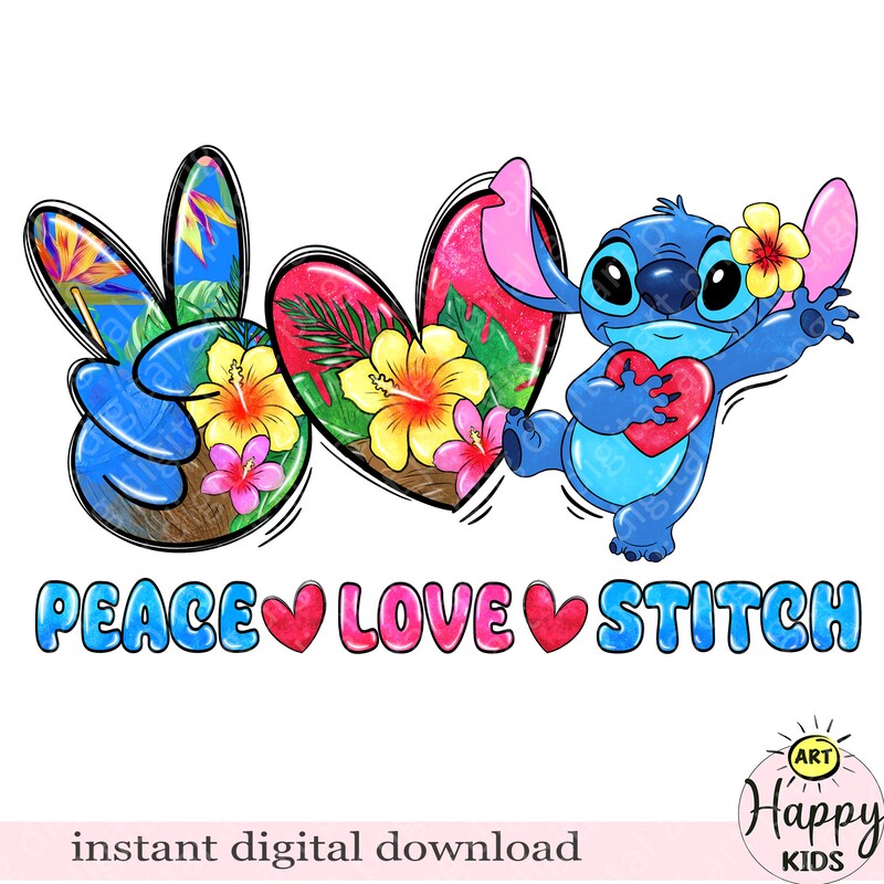 Stitch Peace and Love Png - Etsy