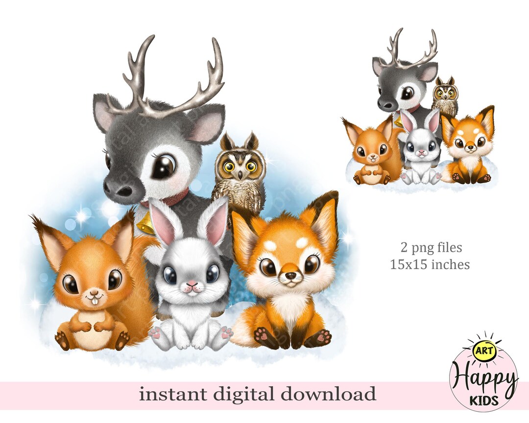 Woodland Animals PNG: Forest Baby Animals Clipart (digital Download) - Etsy